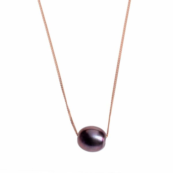 Collier perle de culture noire "Perla" en plaqué or rose - Perle de Jade